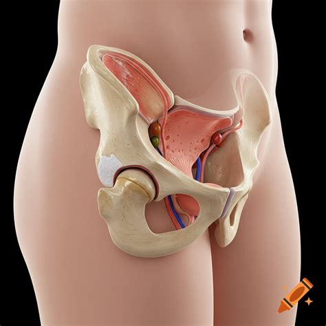 3d Anatomical Illustration Of Female Pelvis Bones And Internal Organs