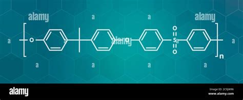 Polysulfone Basic Chemical Structure White Skeletal Formula On Dark Teal Gradient Background