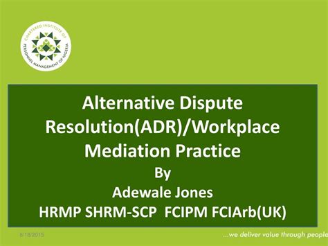 Ppt Alternative Dispute Resolution Adr For Effective Workplace