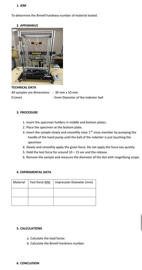 Solved To Determine The Brinell Hardness Number Of Material