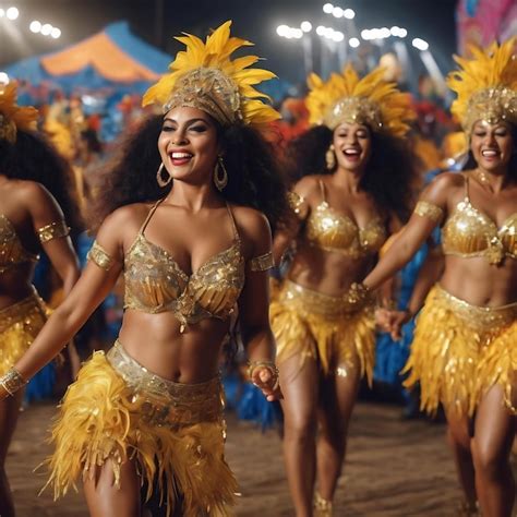 Premium Ai Image Brazilian Women Dancing Samba Music At Carnival Party