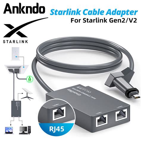 Dual Rj45 Port Starlink Ethernet Adapter For Starlink Standard Actuated Gen 2 Wired External