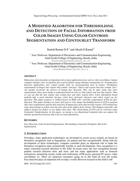 A Modified Algorithm For Thresholding And Detection Of Facial