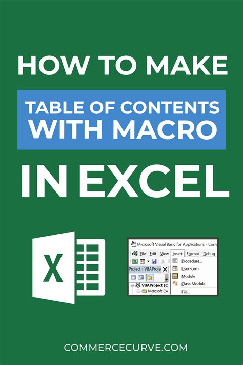 Table Of Contents With Macro In Excel Artofit