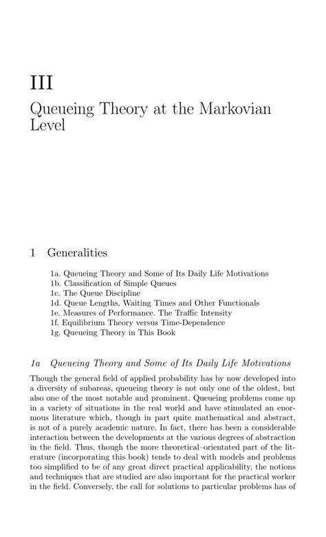 Pdf Queueing Theory At The Markovian Level