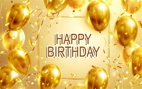 Premium PSD Golden Balloons And Frame Happy Birthday Card