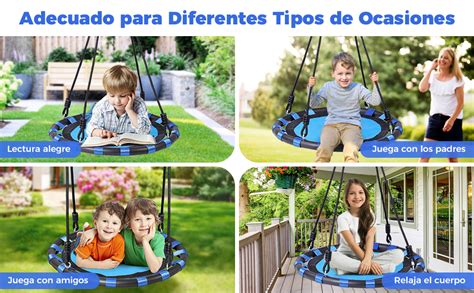 Techvida Columpio De árbol Columpio Redondo Colgante Columpio Redondo De 60 Cm Con Cuerdas