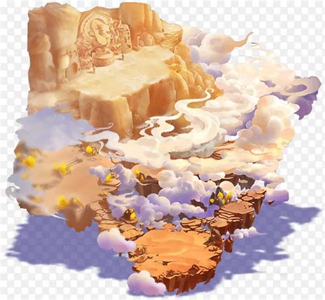 浮空岛云中卡通游戏背景PNG图片素材下载 图片编号yvvemvvr 免抠素材网