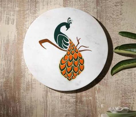 Buy Color Me Peacock Marble Wall Plate At 20 Off Online Wooden Street
