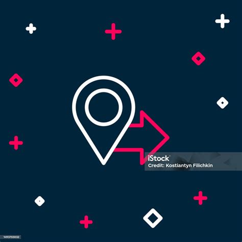 파란색 배경에 격리된 선 맵 핀 아이콘입니다 네비게이션 포인터 위치 지도 Gps 방향 장소 나침반 검색 개념 다채로운 개요 개념 벡터 검색에 대한 스톡 벡터 아트 및 기타