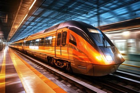 High Speed Train With Motion Blur In Urban Setting Stock Illustration
