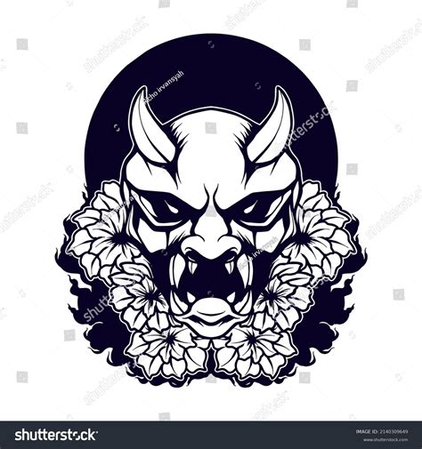 Japanese Oni Mask Head Vector Illustration Stock Vector Royalty Free