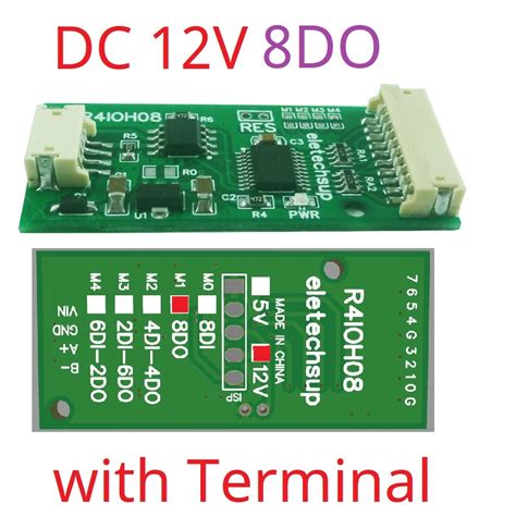 r4ioh08 12v 8do multipurpose rs485 digital input output module mini plc io dilator dc 12v 24v