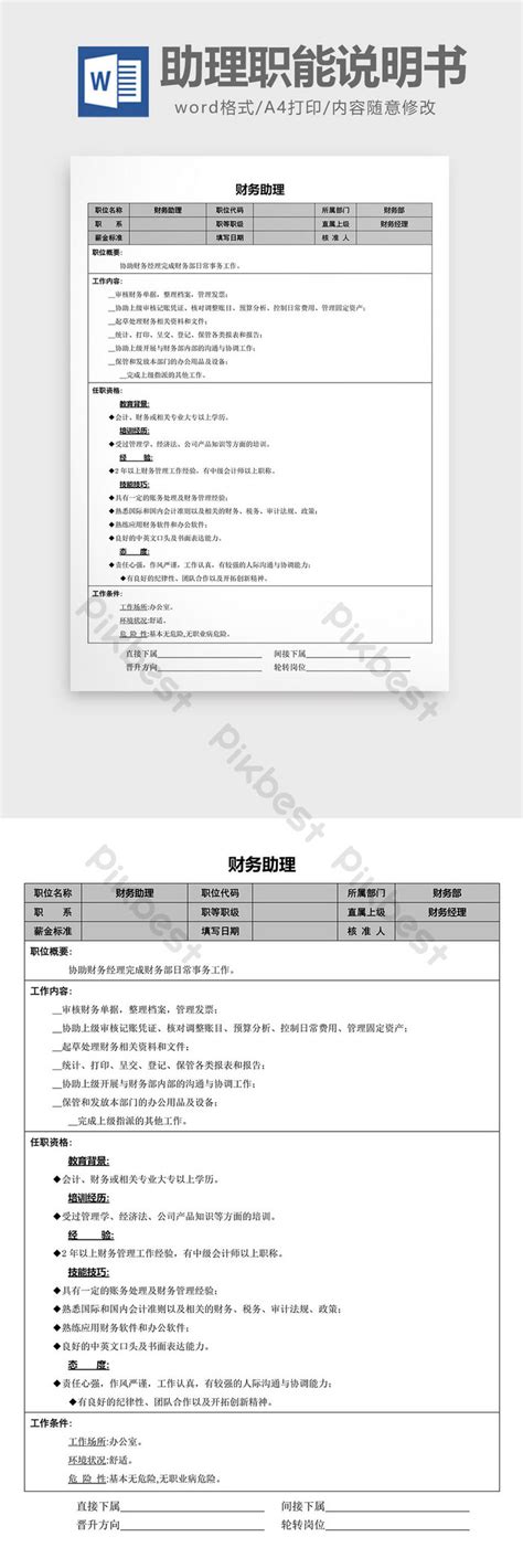 Financial Assistant Function Description Word Document Word Doc