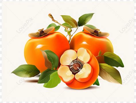 흰색 배경에 감나무 그림 Png 일러스트 무료 다운로드 Lovepik