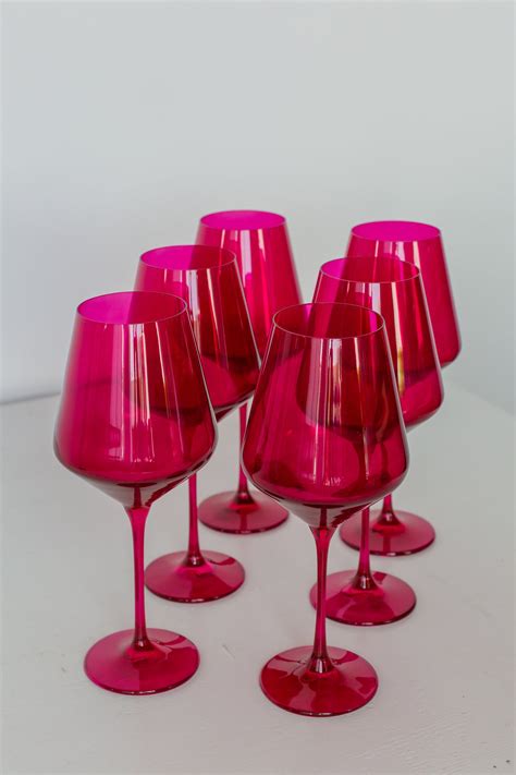 Estelle Colored Wine Stemware Set Of 6 Viva Magenta Our Fuchsia