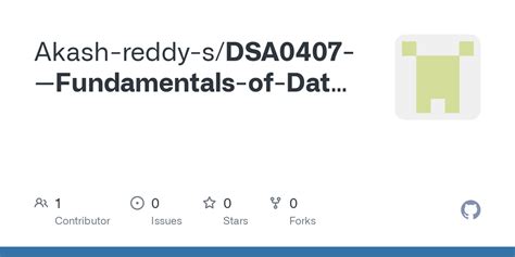 Github Akash Reddy S Dsa Fundamentals Of Data Science