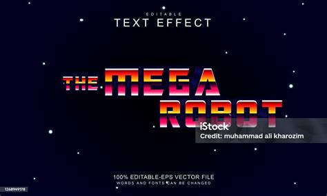 80 년대를 기반으로 복고풍 스타일의 메가 로봇 텍스트 효과 영화 개념 글꼴입니다 1980 1989 년에 대한 스톡 벡터 아트 및 기타 이미지 1980 1989 년
