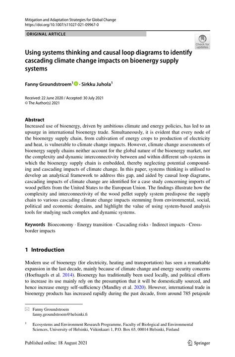 PDF Using Systems Thinking And Causal Loop Diagrams To Identify Cascading Climate Change