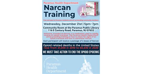 Paramus Health Dept Offering Narcan Training And Distribution Program