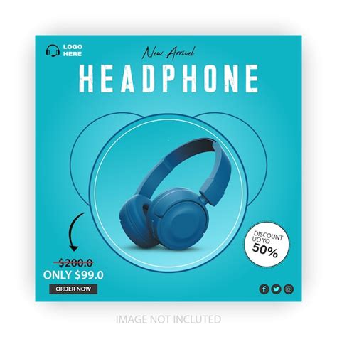 Premium Vector Headphone Social Media Post Design
