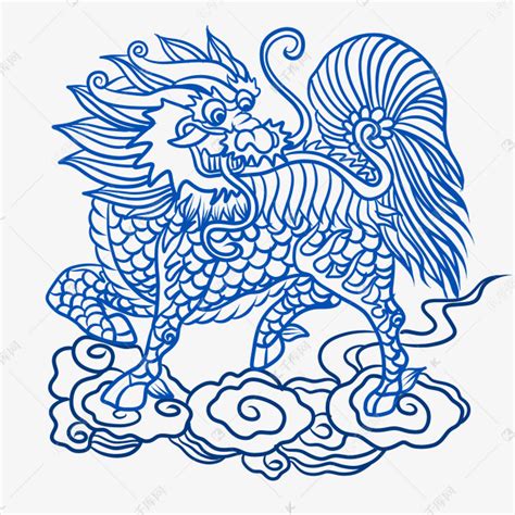 麒麟线描纹饰素材图片免费下载 千库网