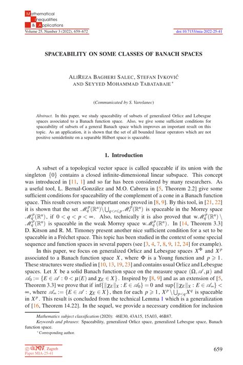 Pdf Spaceability On Some Classes Of Banach Spaces