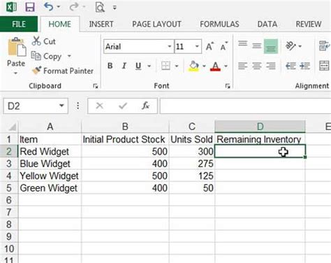 how to subtract in excel 2013 with a formula an easy 4 step guide