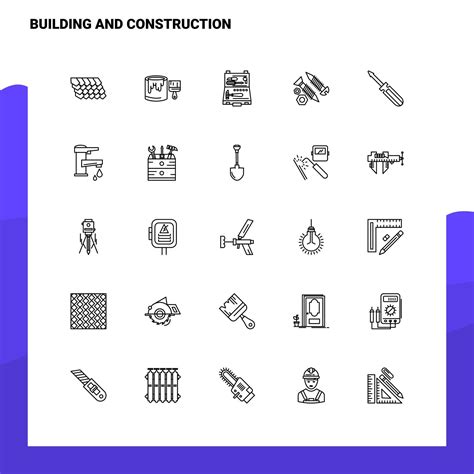 Set Of Building And Construction Line Icon Set 25 Icons Vector Minimalism Style Design Black