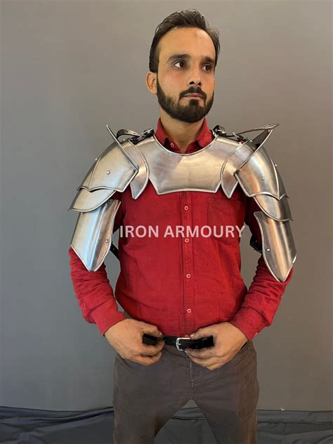 Medieval Knight Pouldron Gorget Armor Larp Armor Cosplay Etsy