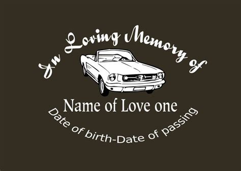 In Loving Memory Car Decal Mustang 70 Custom Memory Auto Etsy