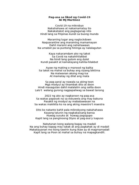 Tula Ng Pandemya Pdf