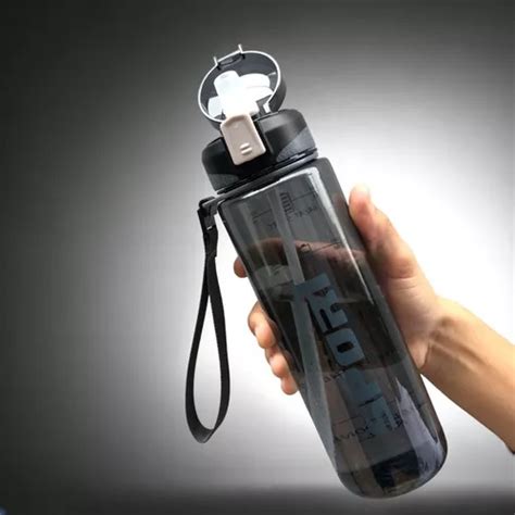 Garrafa De Água Sport Academia Squeeze 1 Litro Motivacional Cor Cinza MercadoLivre