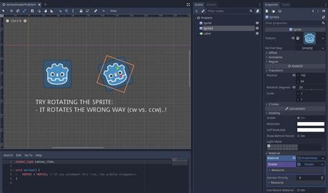 Vertex Shader For Canvasitems Rotates To The Wrong Direction In Godot 324 · Issue 46895