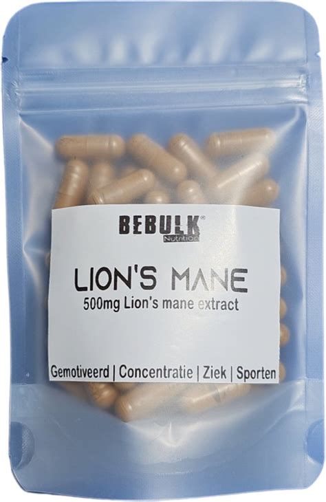 Lions Mane 500mg Vegan Bebulk Nutrition 90 Capsules