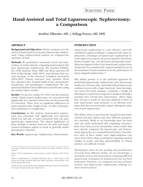 Pdf Hand Assisted And Total Laparoscopic Nephrectomy A Comparison