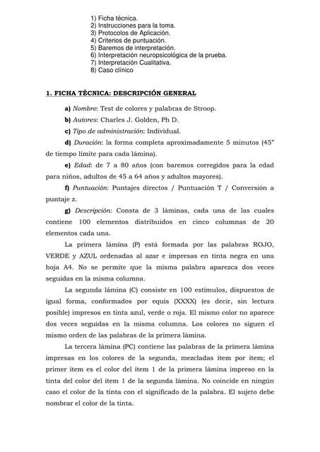 Test De Stroop Juan Alarcon UDocz