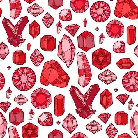 Seamless Pattern With Gems And Diamonds Stock Vector Illustration Of
