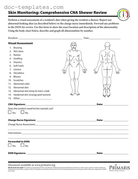 Free Cna Shower Sheets Template Simple Pdf Form