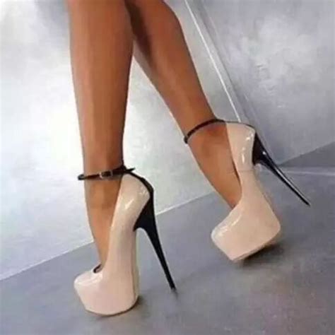 Custom Made Nude Platform Ankle Strap Stiletto Heel Pumps Pumps Heels Stilettos Heels