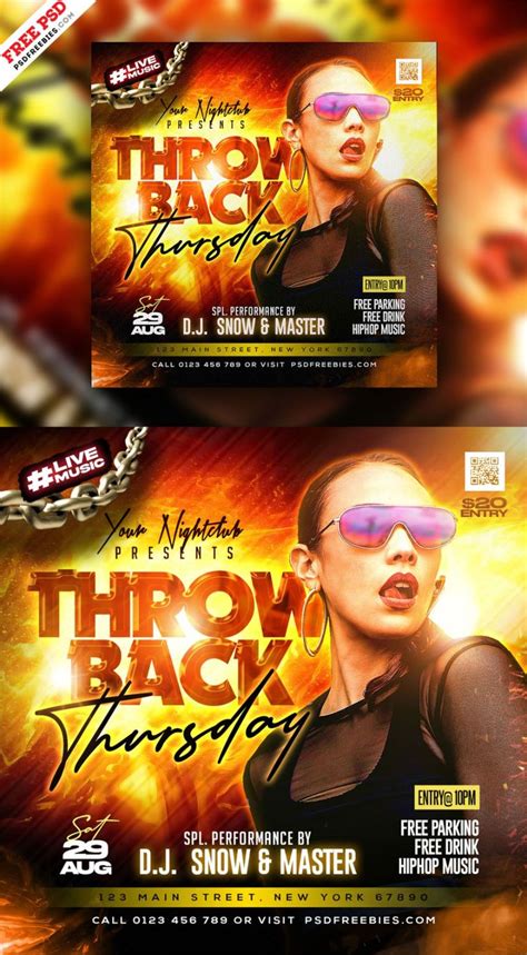 Free Psd Throwback Thursday Party Social Media Post Psd Grafisch Ontwerp Flyer Muziek