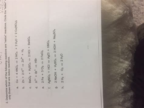 Solved Determine Which Of The Following Reactions Are