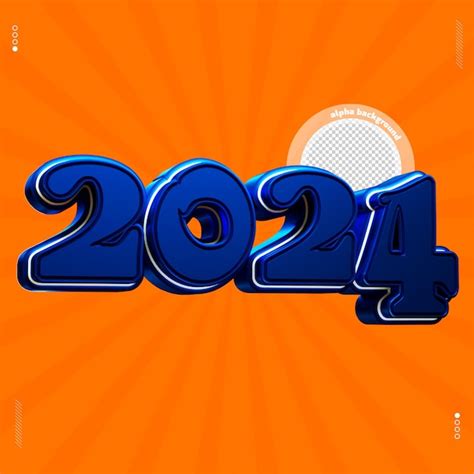 3d визуализация номер 2024 шрифт синий Премиум Psd Файл