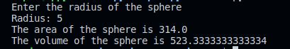 Write A Program To Calculate Area And Volume Of Sphere In Python