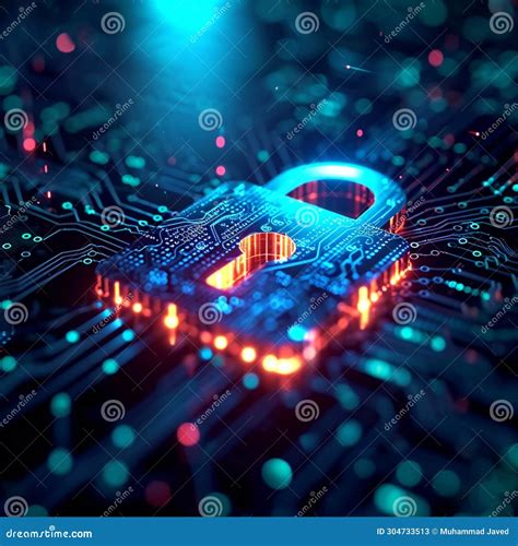 Cybersecurity Concept Digital Lock And Key On An Abstract Background