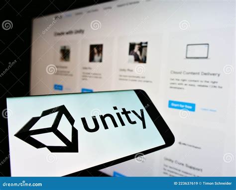 Smartphone With Logo Of Us Video Game Engine Developer Unity Software