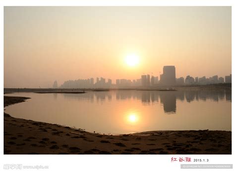 红谷滩夕阳摄影图 风景名胜 自然景观 摄影图库 昵图网