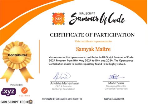 Samyak Maitre On Linkedin Opensource Gssoc2024 Girlscript Coding