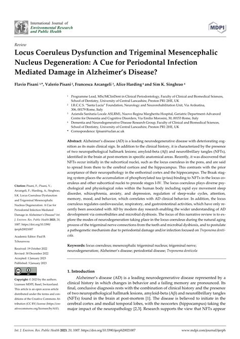 Pdf Locus Coeruleus Dysfunction And Trigeminal Mesencephalic Nucleus Degeneration A Cue For