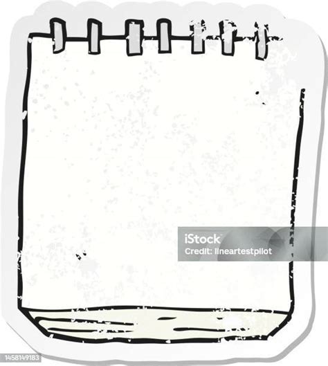 Ilustración De Pegatina Retro De Un Bloc De Notas De Dibujos Animados Y